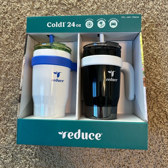 Reduce | Kitchen | Reduce Cold 24 Oz White And Black Tumblers | Poshmark